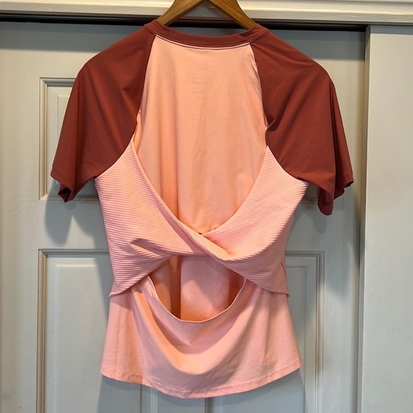 Nike | Tops | Nike Peach And Rust Colored Twisted Open Back In ...